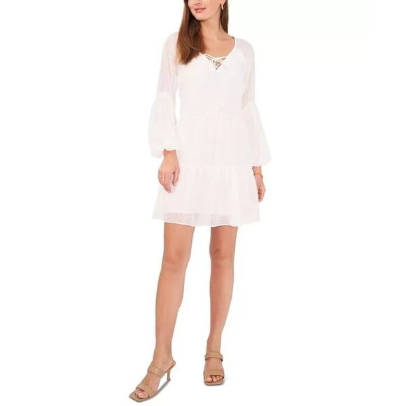 Vince | Dresses | Vince Women White Lined Balloon Sleeve Mini Dress Size Xs A00469 | Poshmark